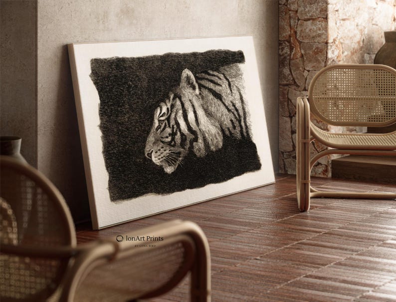 Vintage Tiger Print Horizontal, Antique Animal Illustration, August Le ...