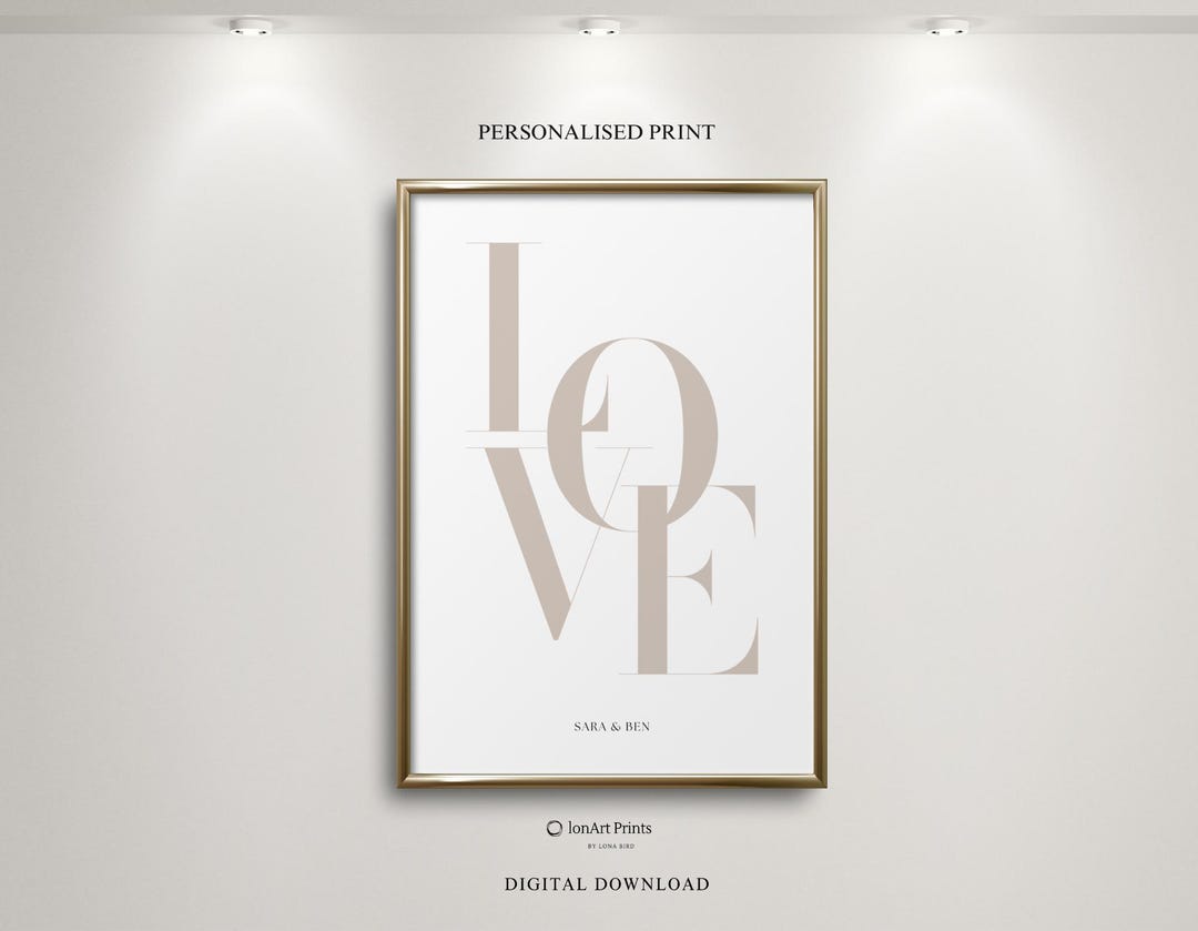 Personalized Love Print, Custom Couples Name Art, Minimalist Typography ...