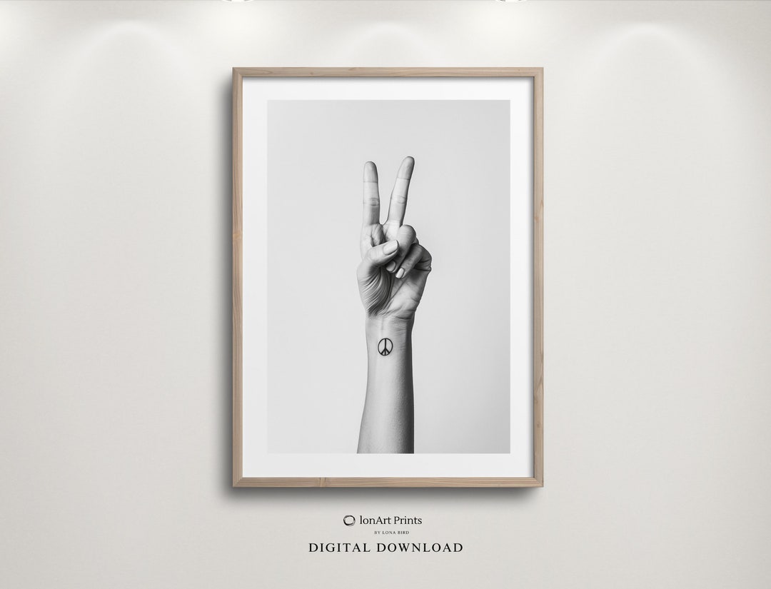 Peace Sign, Black and White Print, Retro, PRINTABLE Modern Wall Decor ...