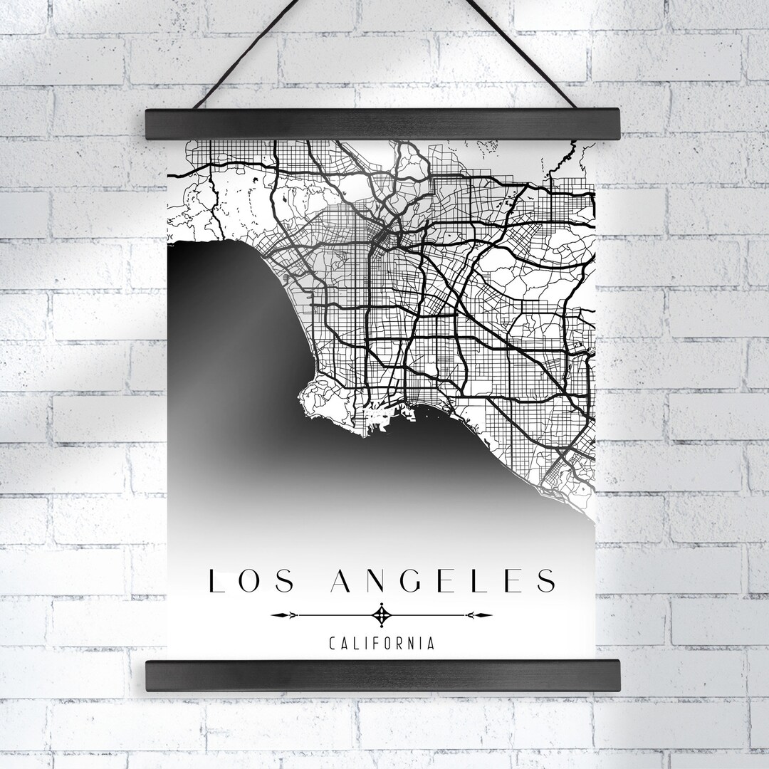Los Angeles City Map Poster Magnetic Wooden Poster Rail Map City Map ...