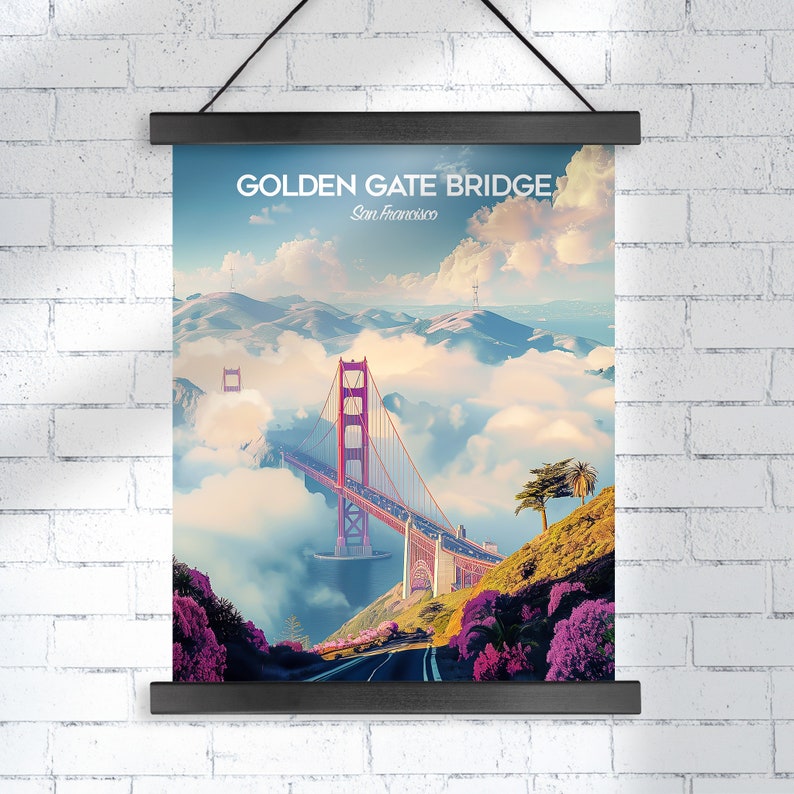 Golden Gate Bridge Poster With Poster Rail San Francisco Vintage ...