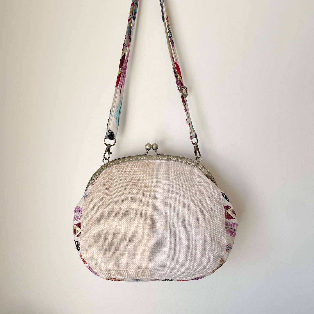 Kiss Lock Crossbody Bag With Gusset/ Hand-woven/ Hand-dye/ Colourful ...