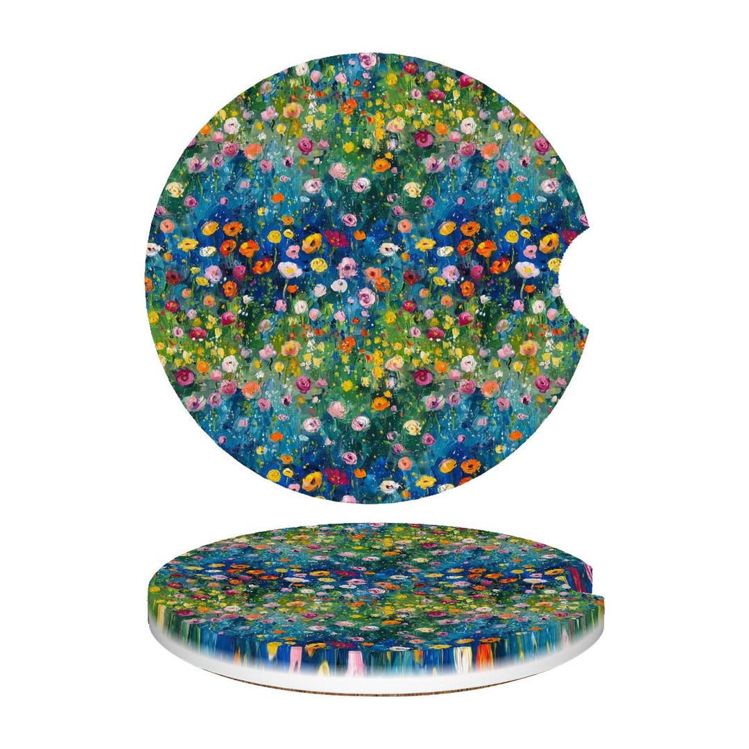 Wildflower Monet Car Coasters, Painting Car Cup Holders, Colorful ...