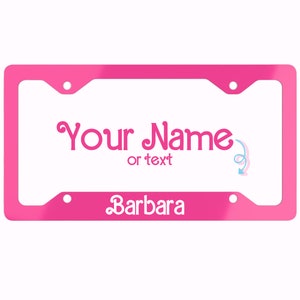 Personalised Name License Plate Frame, Pink Doll Themed Cute Car Decor ...