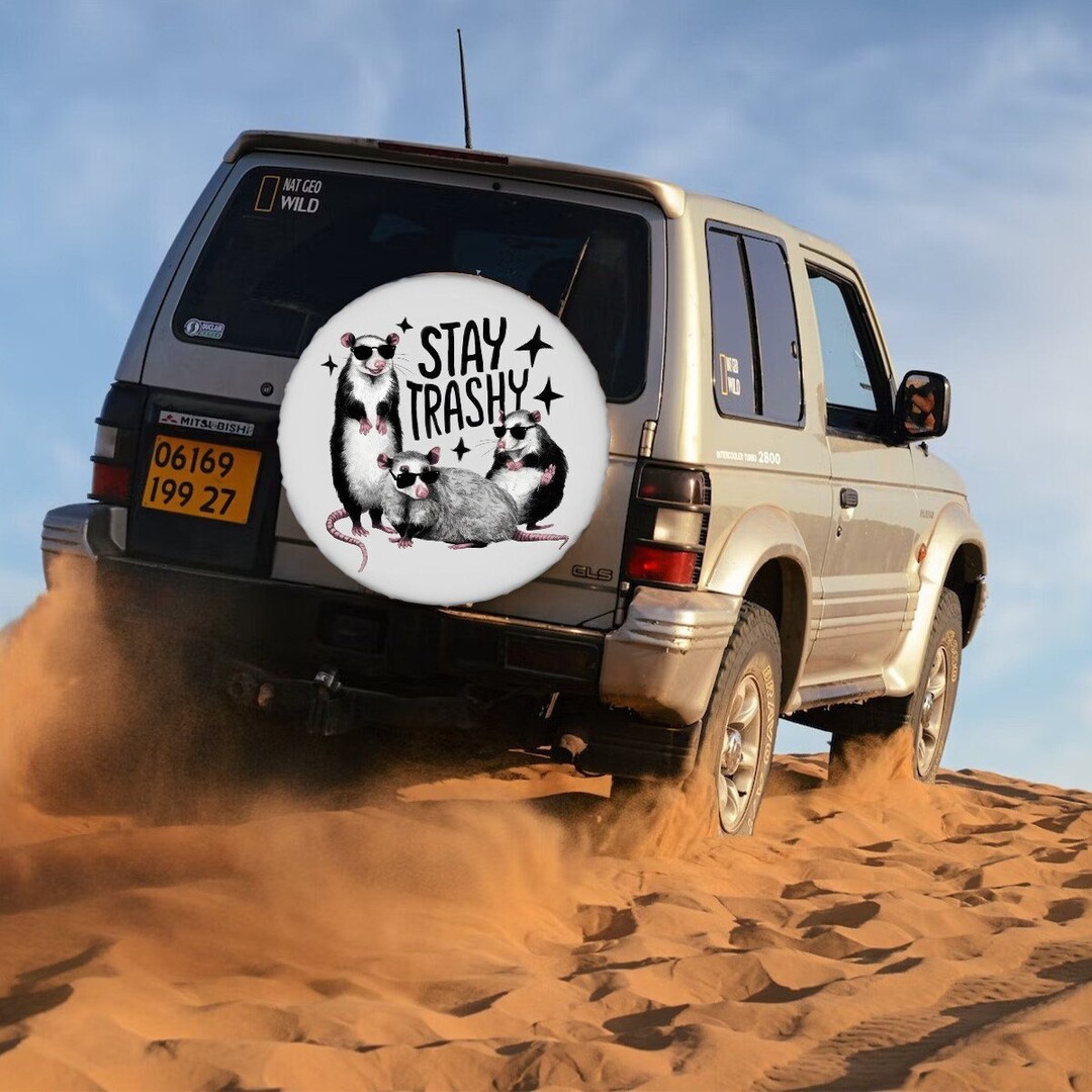 Stay Trashy Funny Mice Car Spare Wheel Cover for Tire, Car Accessories ...