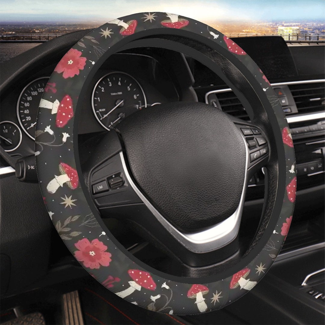 Mushroom Floral Car Steering Wheel Covers, Cottagecore Hippie Car ...