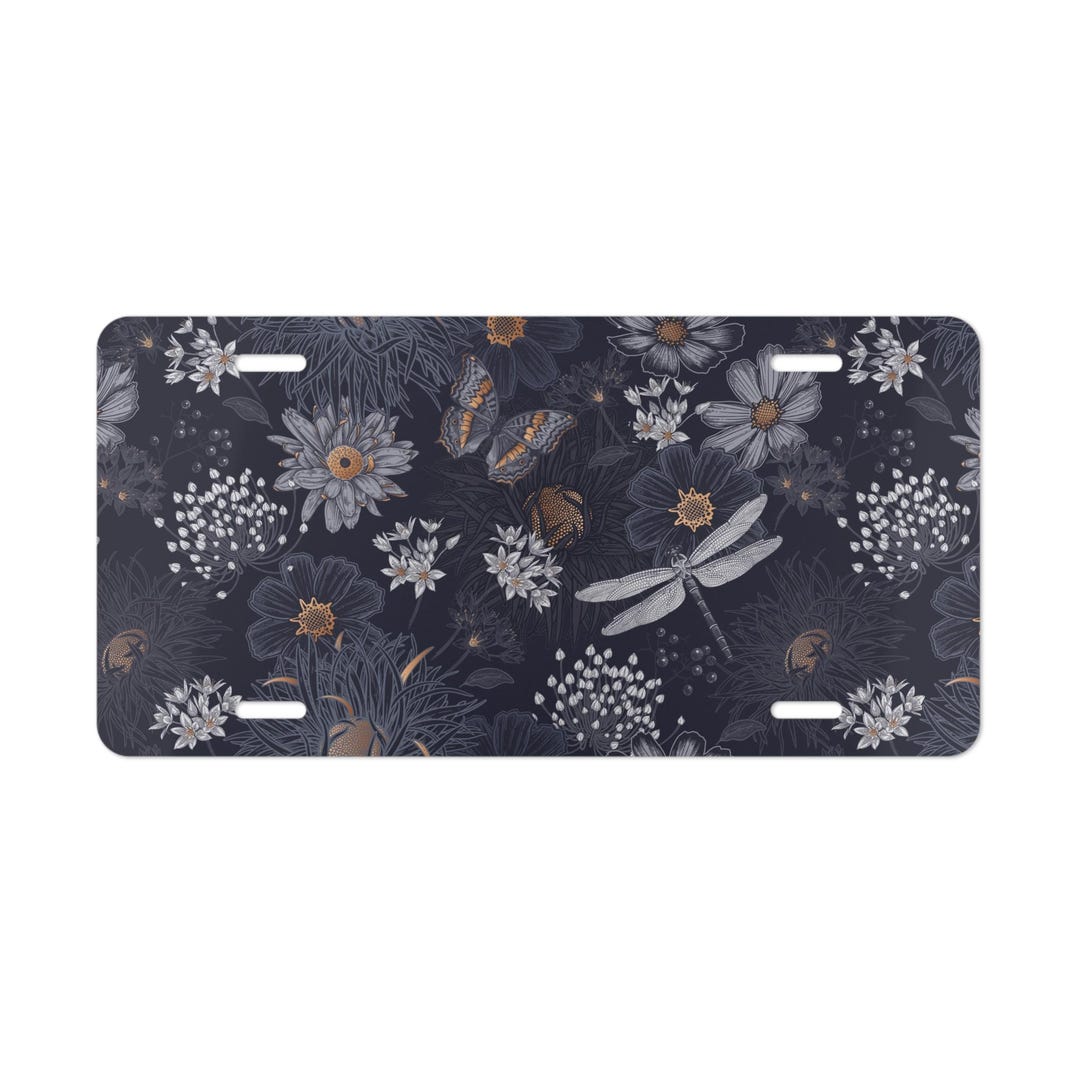 Dragonfly Wildflower Front License Plate, Blank Licence Tag, Floral ...