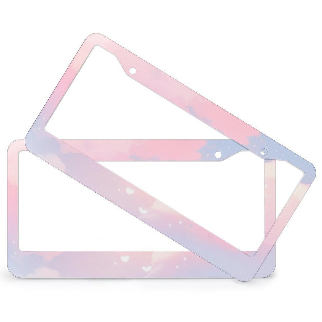 Pastel Clouds License Plate Frame, Kawaii Pink Purple Cute Car Decor ...