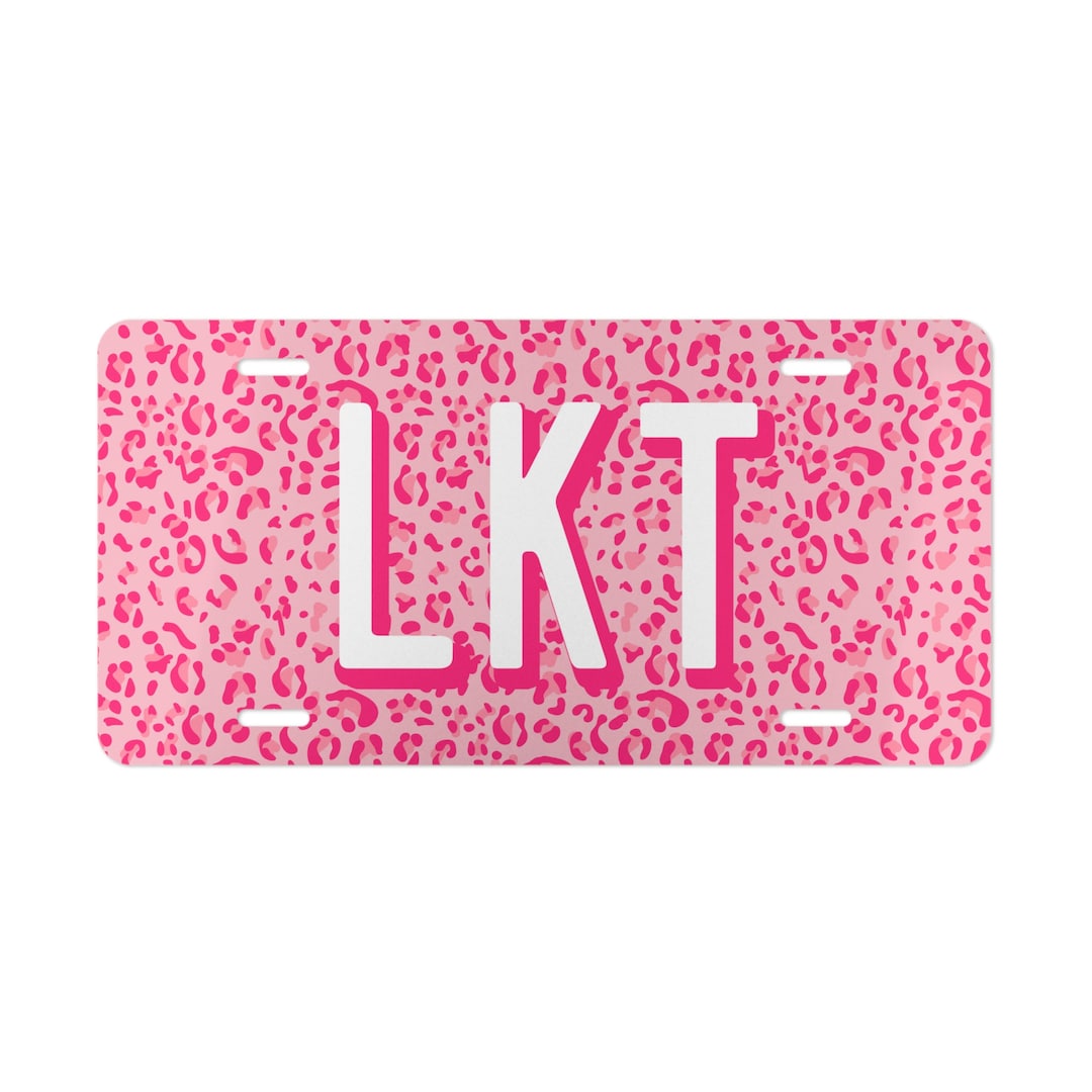 Pink Leopard Personalised Initial Front License Plate, Custom Name ...