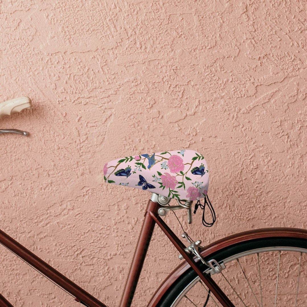 Pink Butterfly Wildflower Bike Seat Cover, Hippie Farmhouse Cottagecore ...
