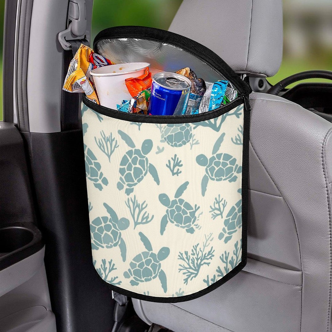 Turtle Car Trash Bag, Ocean Coastal Reusable Rubbish Bag for Car, Beach ...