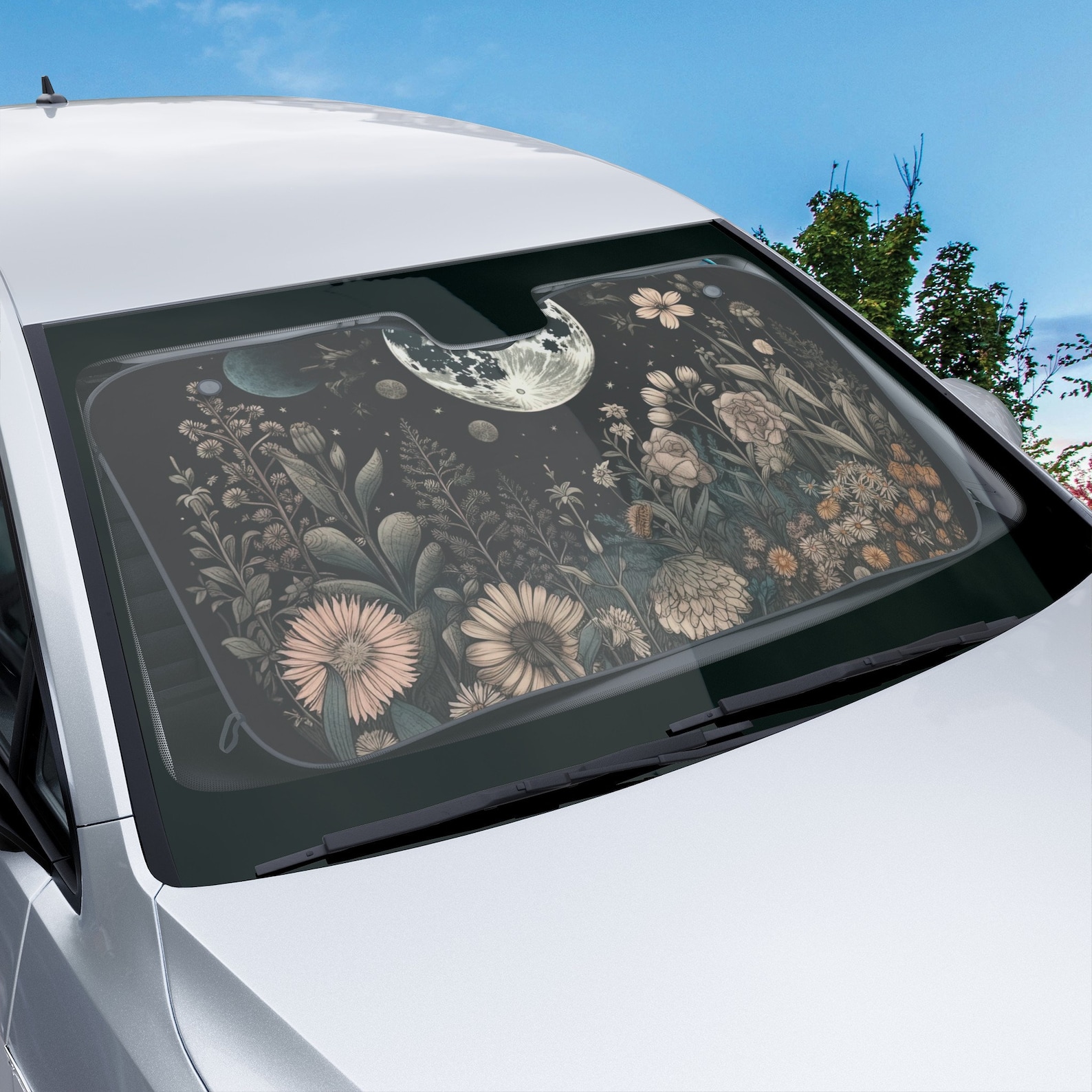 Moon Wildflower Car Sun Shades, Cottagecore Cute Car Decor, Car ...