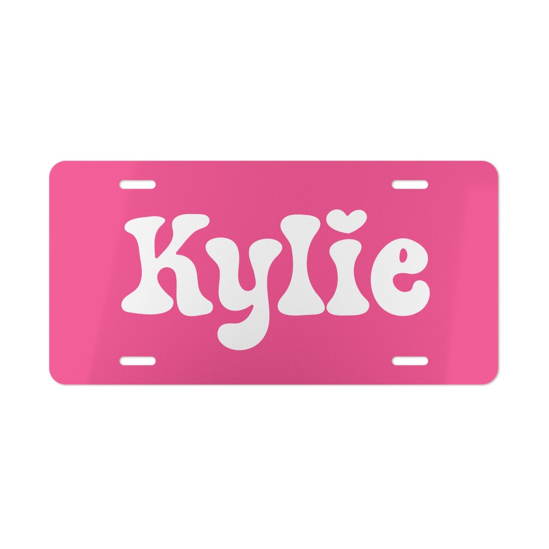 Retro Custom Name Front License Plate, Pink Personalised Name Vanity ...