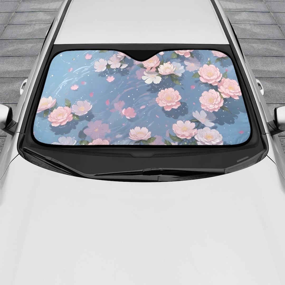 Pink Lotus Flower Car Sun Shades, Cute Car Decor, Anime Kawaii ...