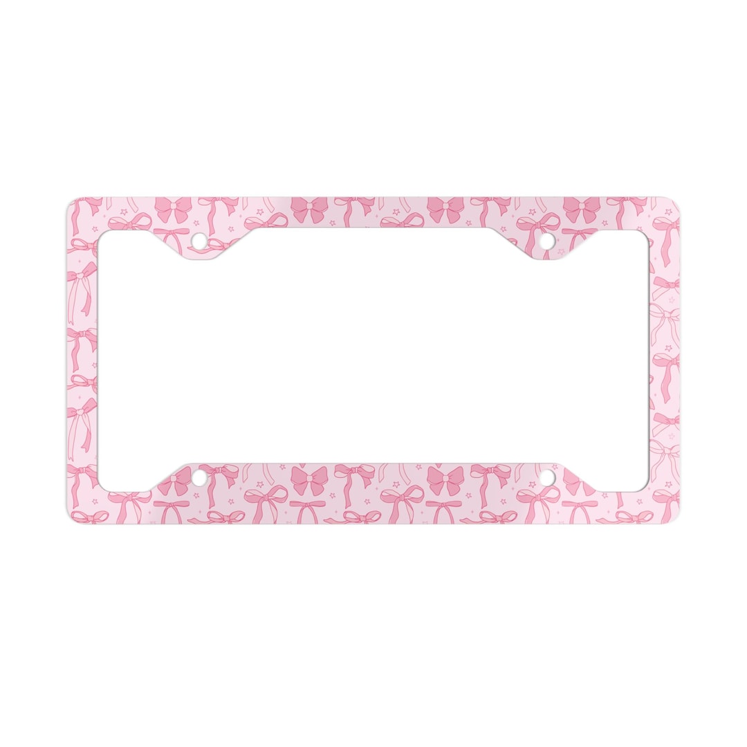 Pink Coquette Bow License Plate Frame, Girly Cute Car Decor, Car ...