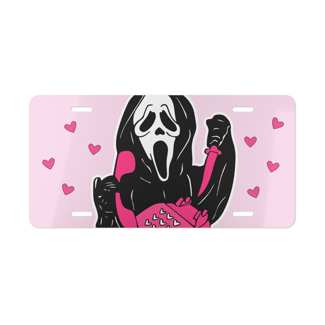 Pink Ghost Face Front License Plate Halloween Vanity Plate - Etsy
