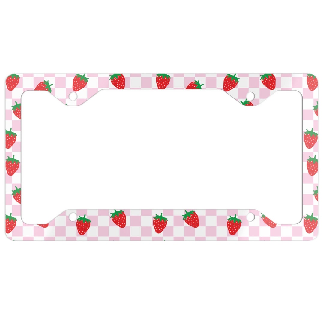 Pink Strawberry Car License Plate Frame, Y2k Retro Cute Gen Z Vehicle ...