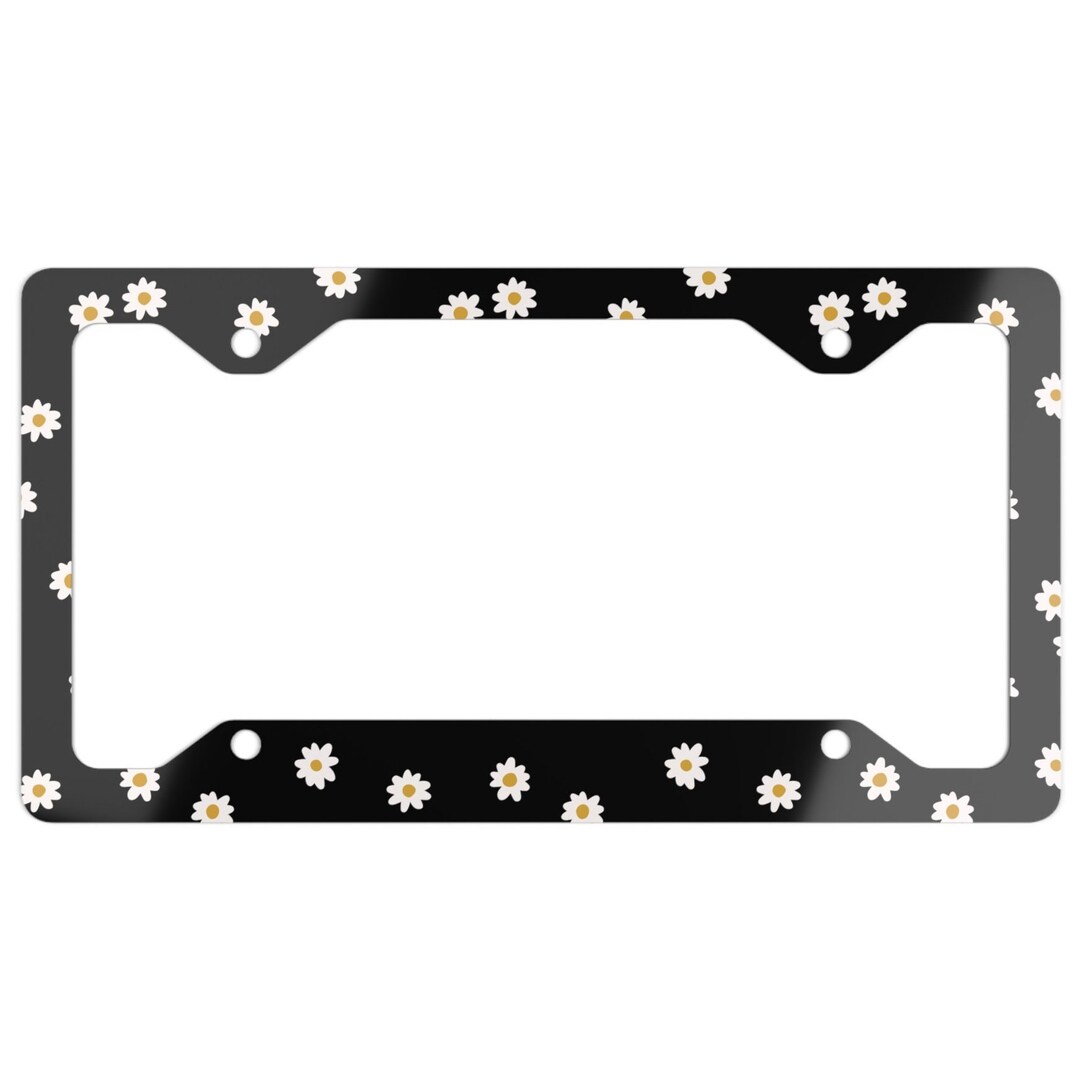 Black Daisy License Plate Frame, Cute Floral Vehicle Accessories for ...