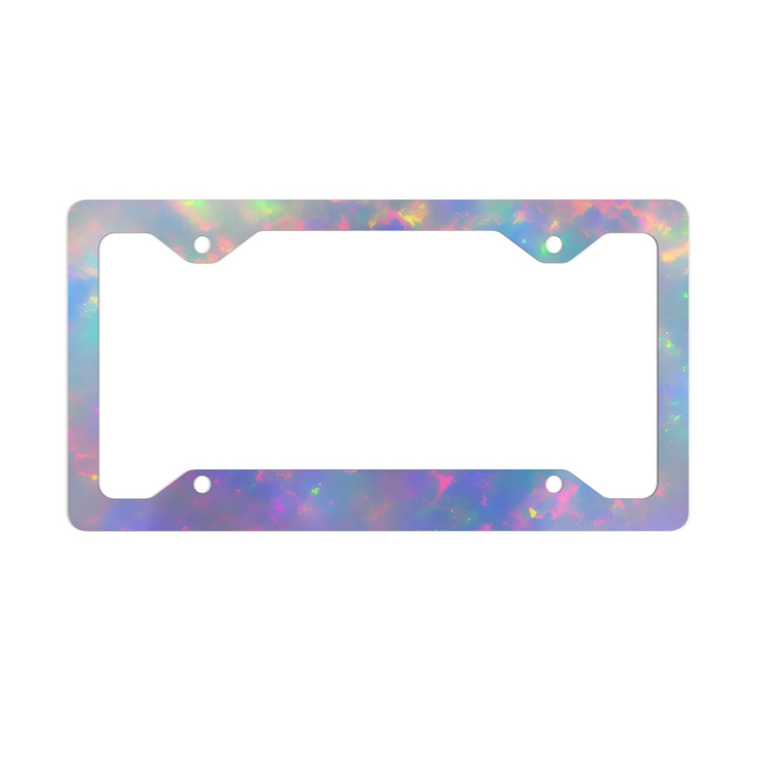 Opal Gemstone Pattern License Plate Frame, Irridescent Magical Girly ...