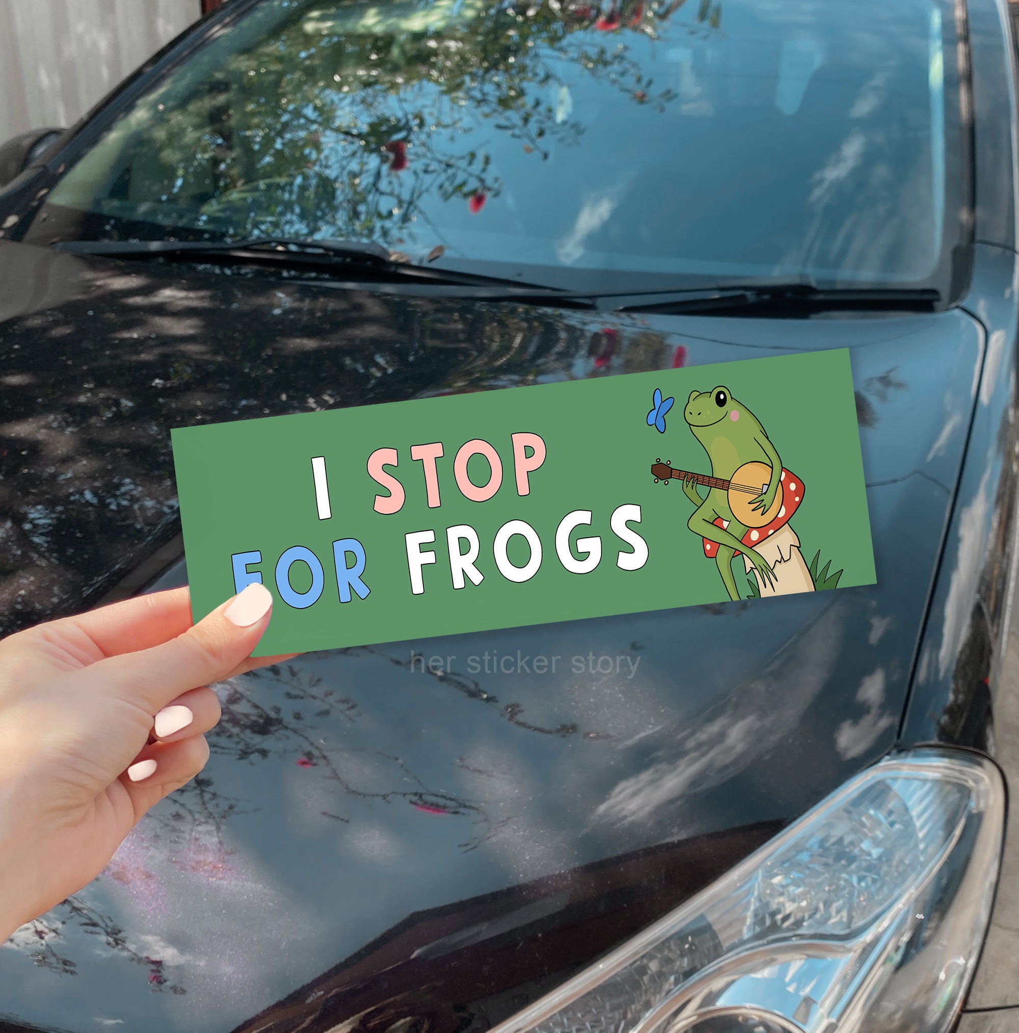 I Stop for Frogs Bumper Sticker Gen Z Retro Green Cute - Etsy