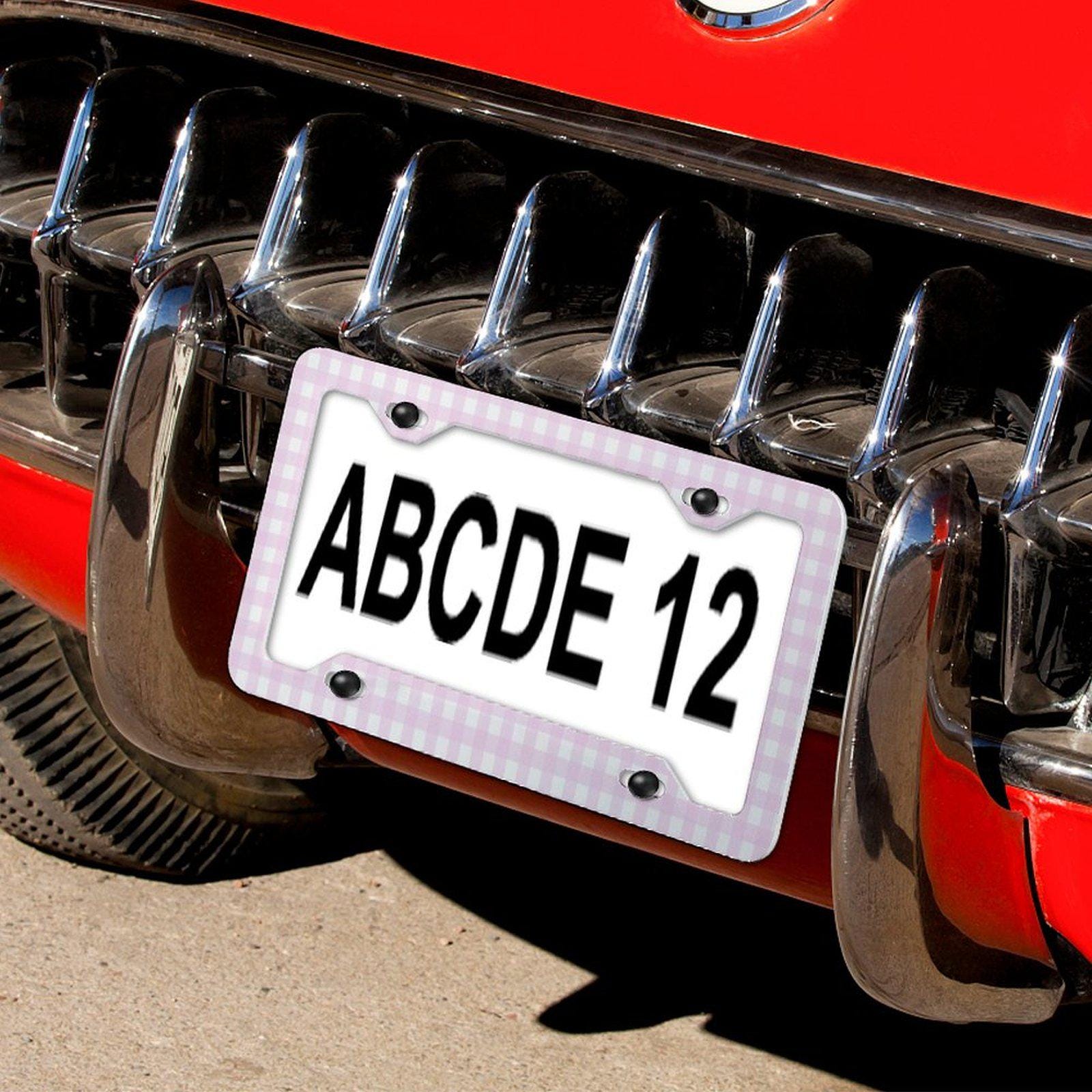 Pink Plaid Gingham Car License Plate Frame, Gen Z Gift, Cute Car ...