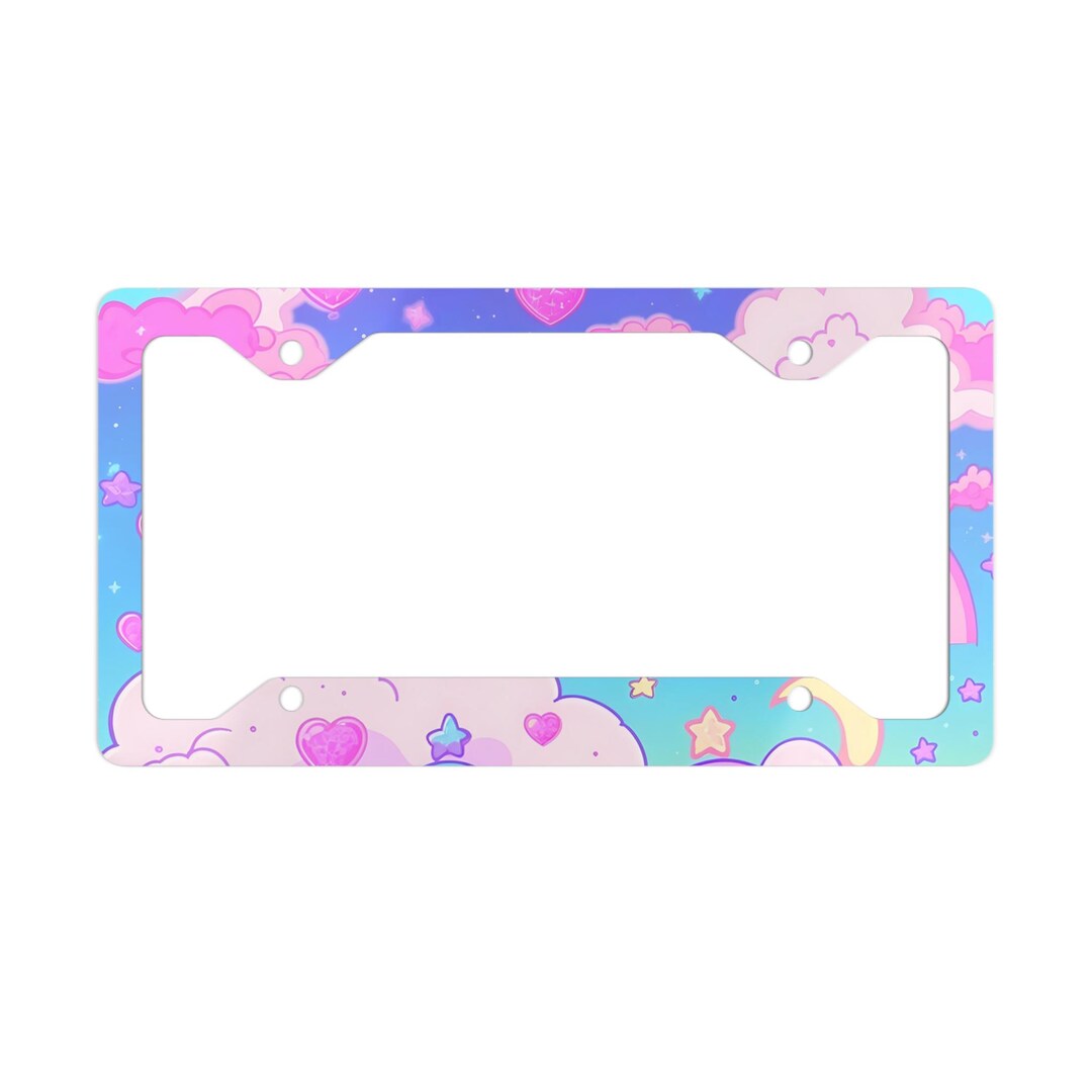 Kawaii Clouds License Plate Frame, V2 Pastel Anime Stars Cute Car Decor ...