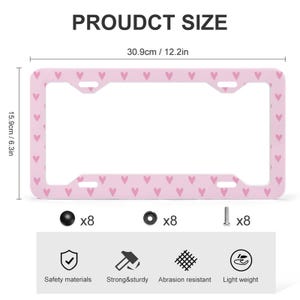 Pink Hearts License Plate Frame, Pink Funny Y2k Vehicle Accessories for ...