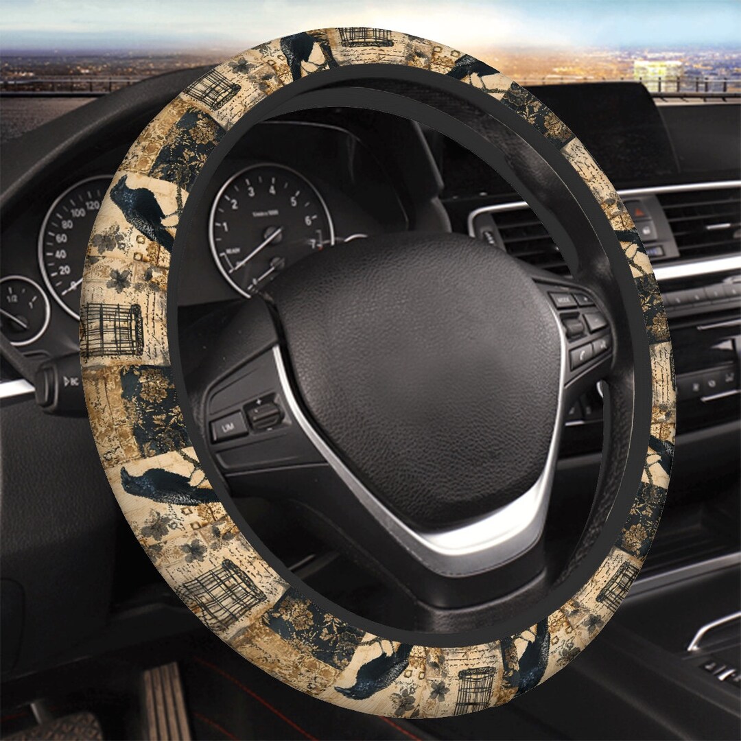 Crow Patch Pattern Car Steering Wheel Cover, Gothic Car Accessories, Witchy Cute Car Decor - Etsy