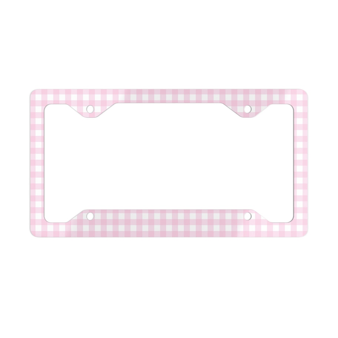 Pink Plaid Gingham Car License Plate Frame, Gen Z Gift, Cute Car ...