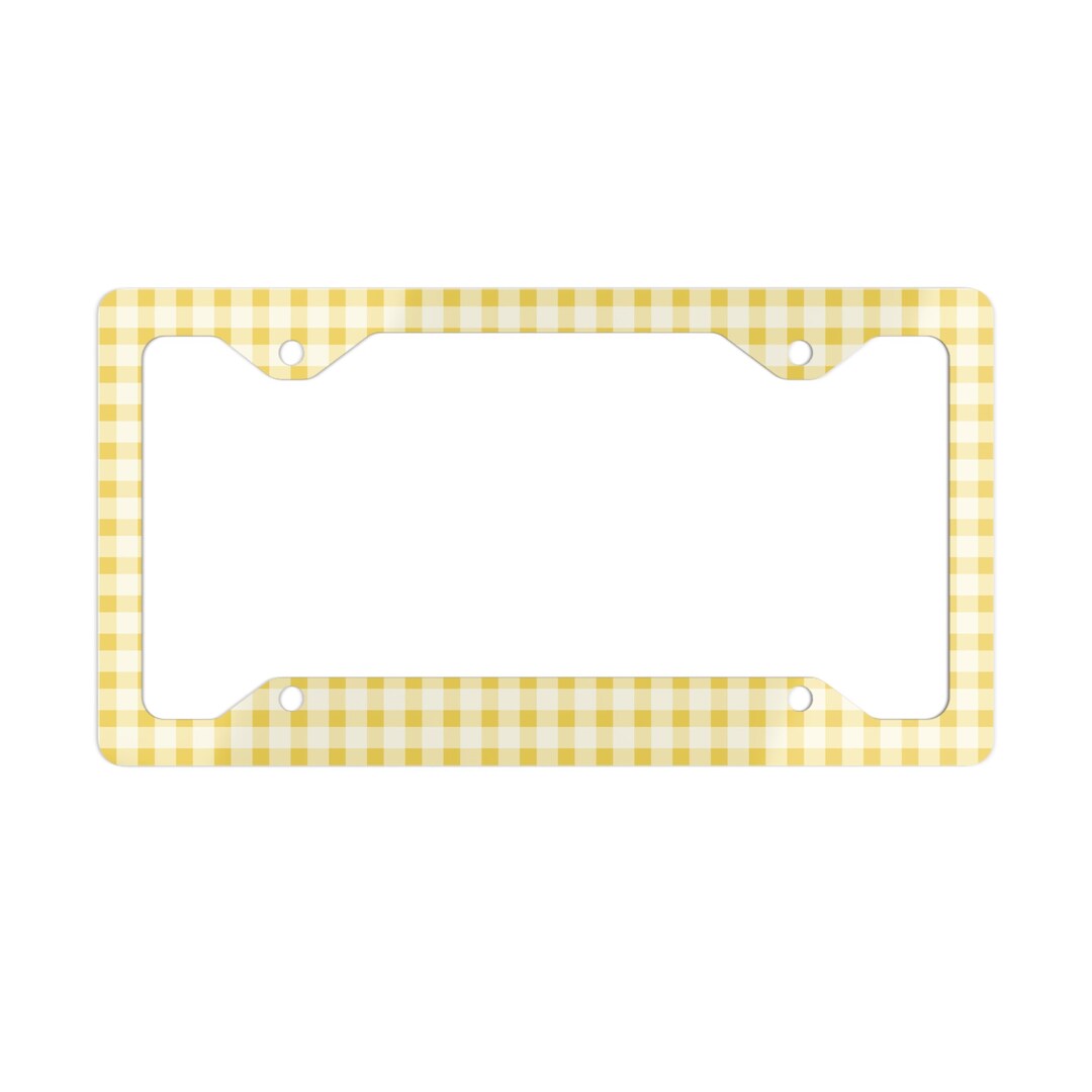 Yellow Plaid Gingham Car License Plate Frame, Gen Z Gift, Cute Car ...