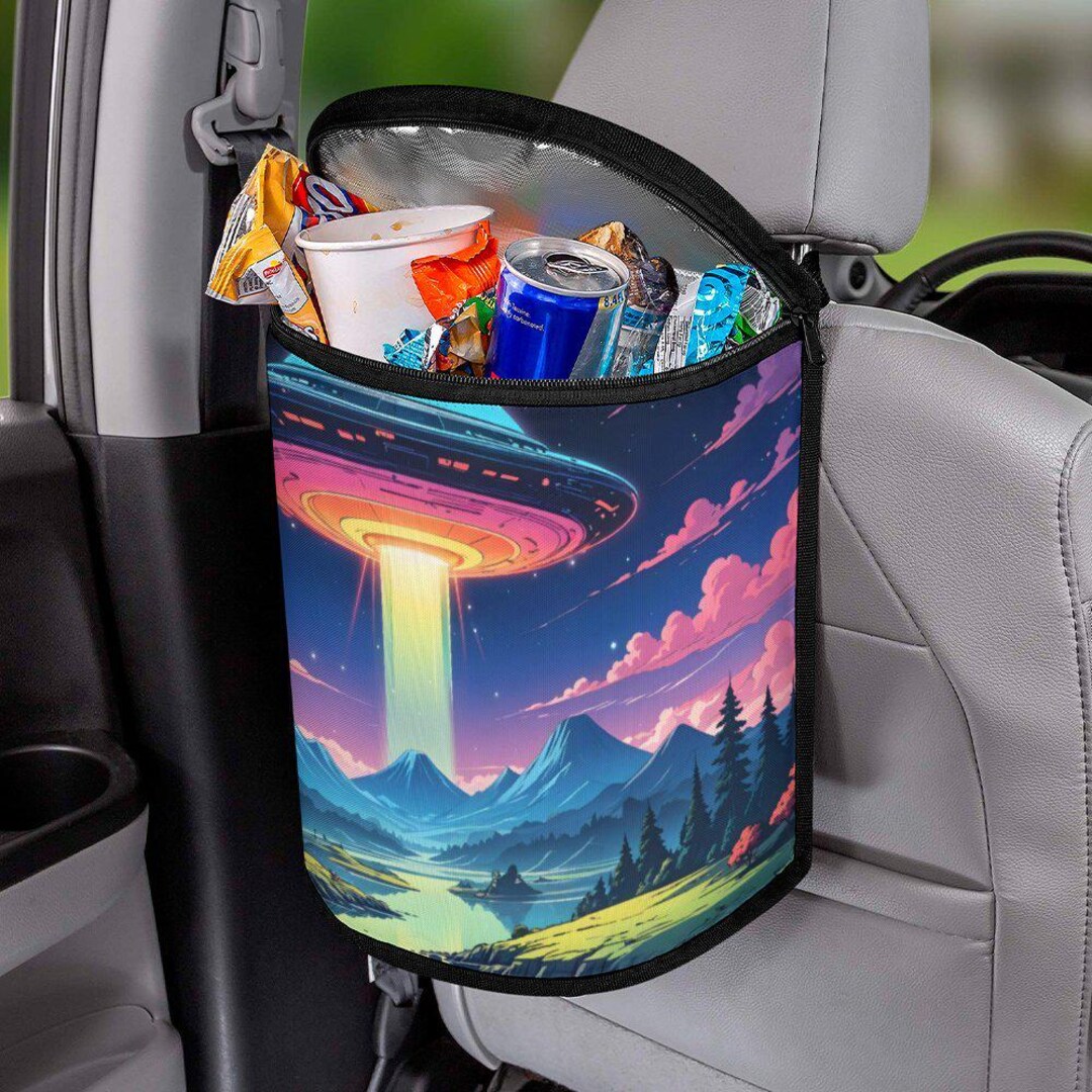 Retro UFO Car Trash Bag, Alien Anime Reusbale Rubbish Bag for Car, Car ...