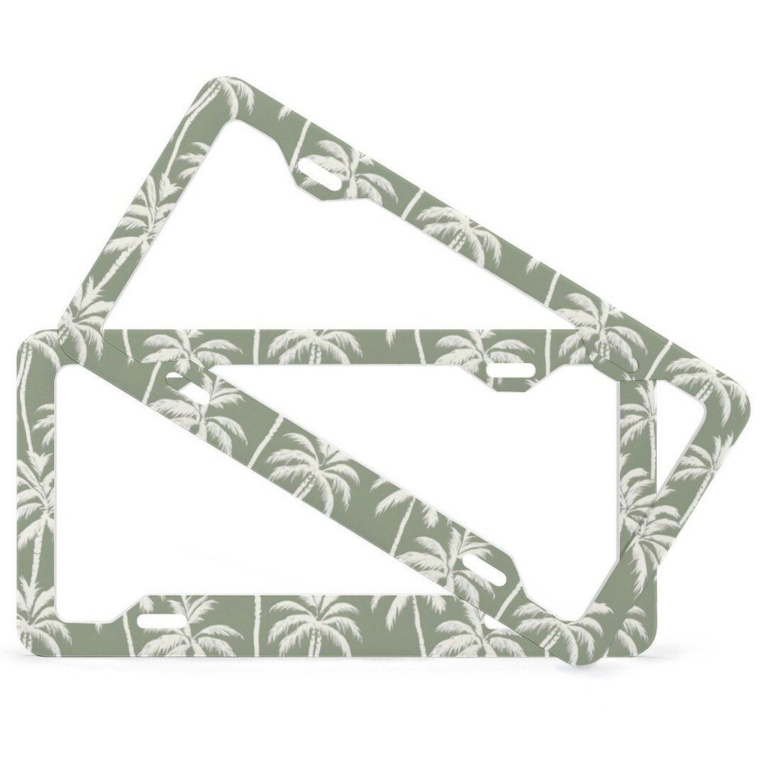 Green Palm Tree License Plate Frame, Beach Coastal Vehicle Accessory ...