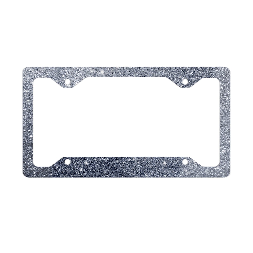 Ice Silver Glitter Effect Car License Plate Frame, Bling Car ...