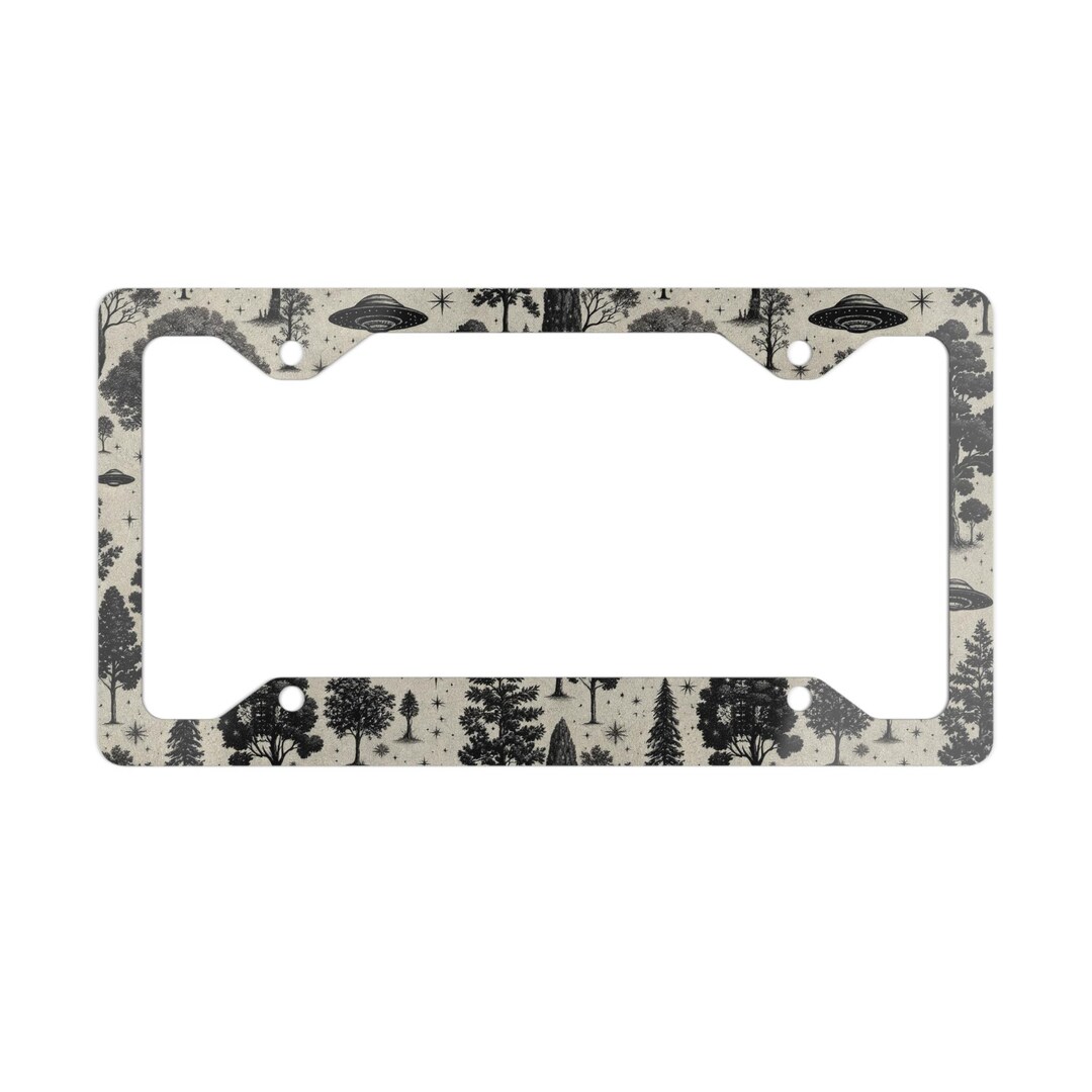 UFO License Plate Frame, Forest Toile Cottagecore Vehicle Accessory for ...