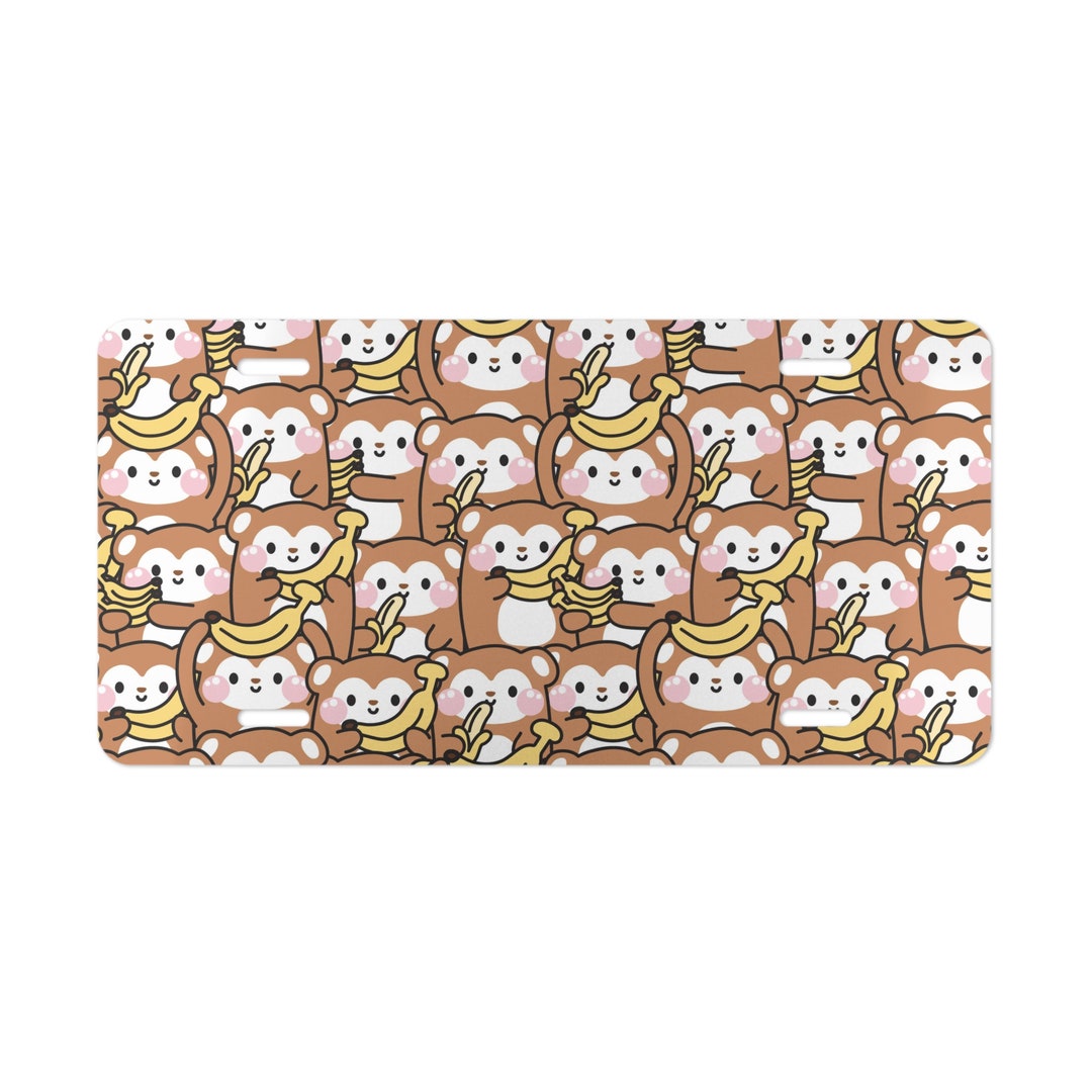 Kawaii Monkeys Front License Plate, Funny Vanity Plate, Banana Cute Car ...