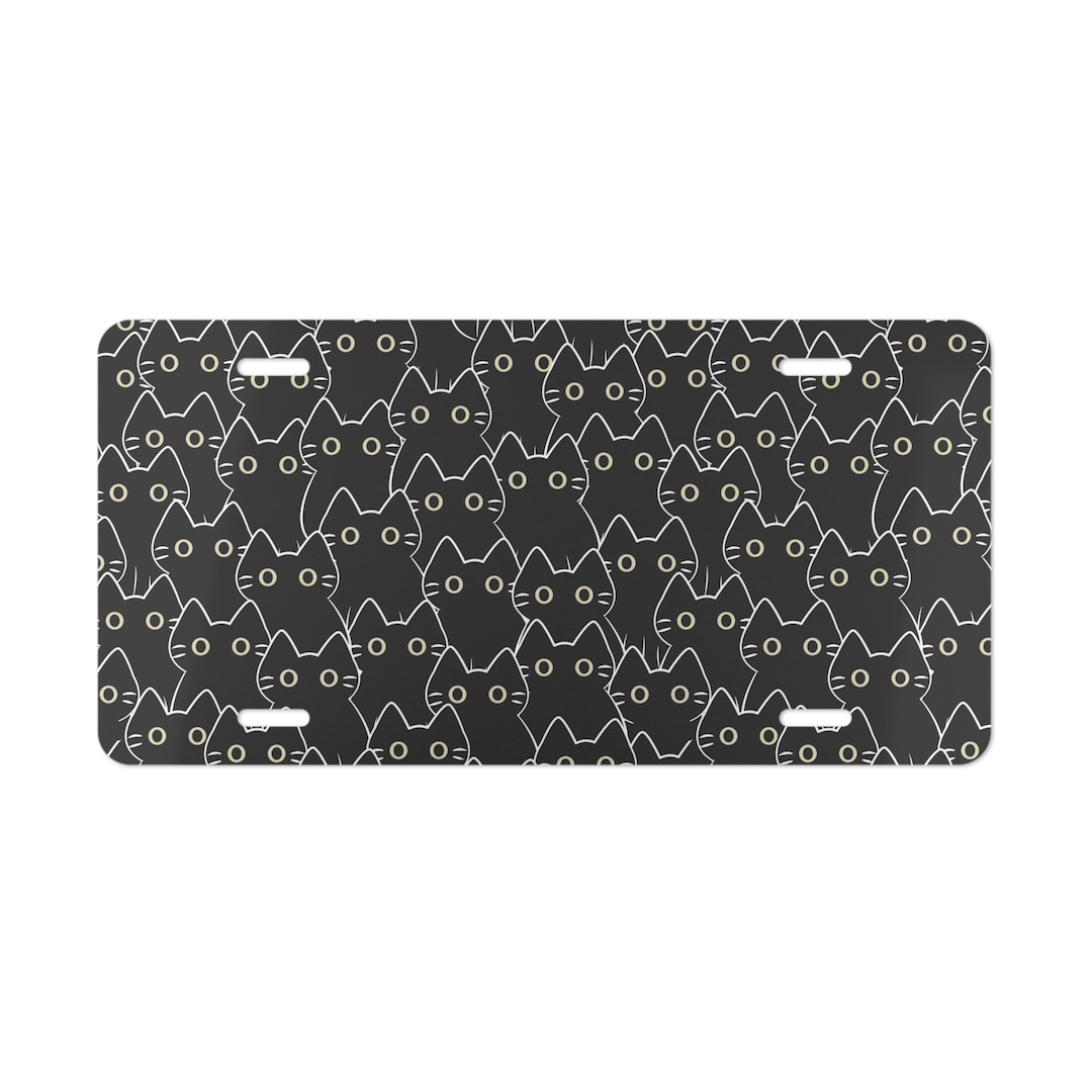 Black Cat Pattern Front License Plate for Car, Funny Vanity Plate, Cute ...
