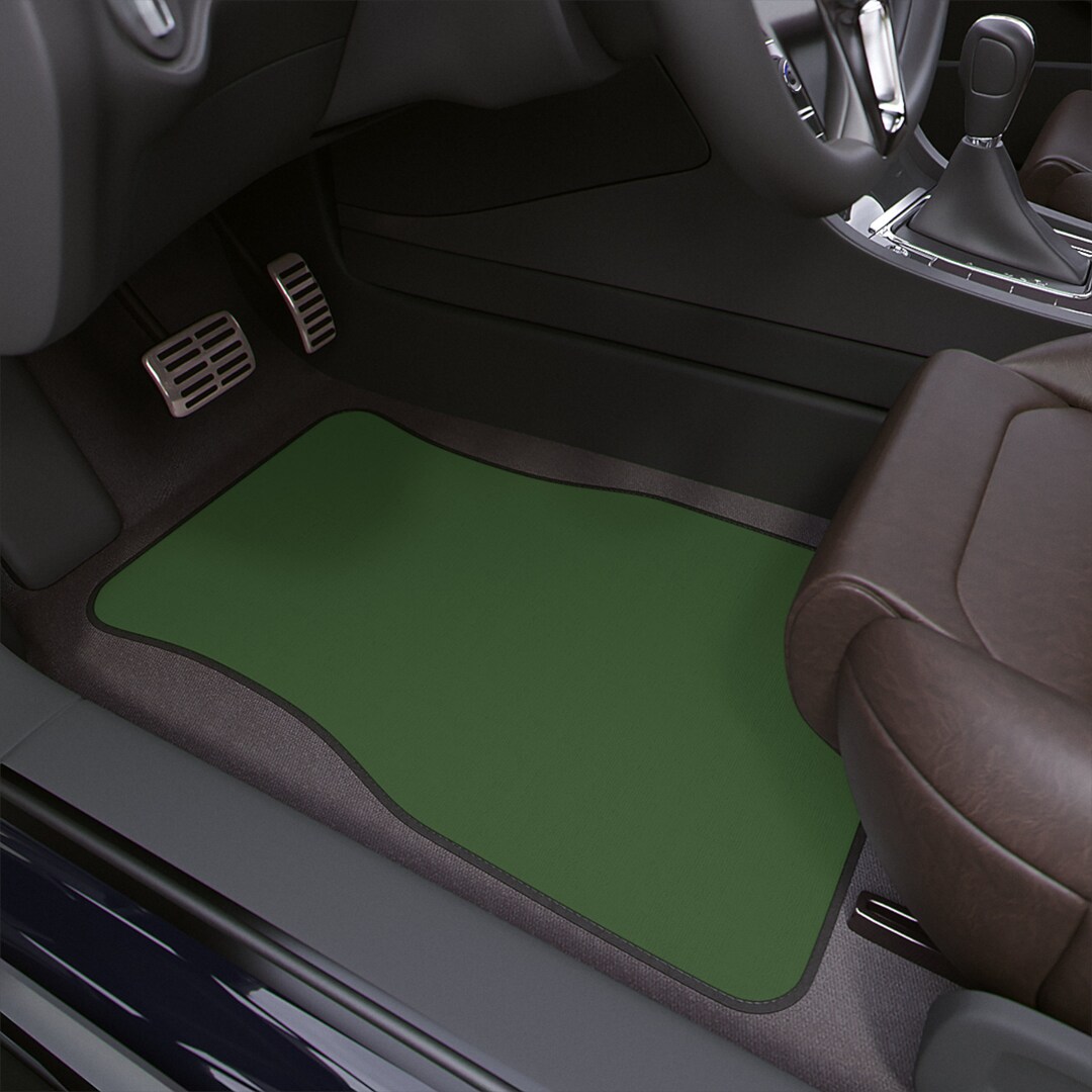 Plain Cottagecore Green Car Floor Mats, Minimalistic Stylish Car ...