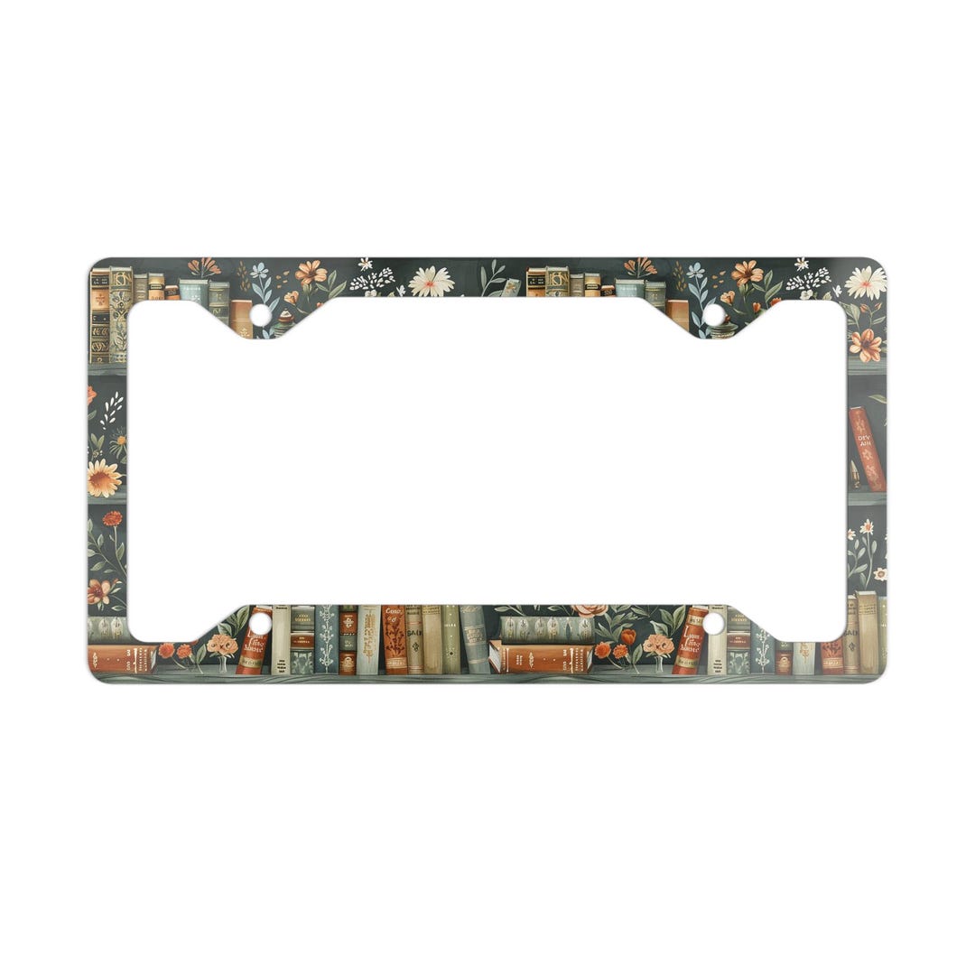 Books & Wildflowers License Plate Frame, Cute Cottagecore Vehicle ...