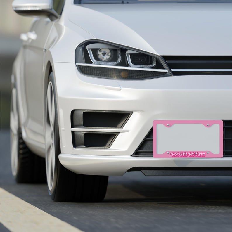 Hot Girls Hit Curbs License Plate Frame, Pink Vehicle Accessories for ...
