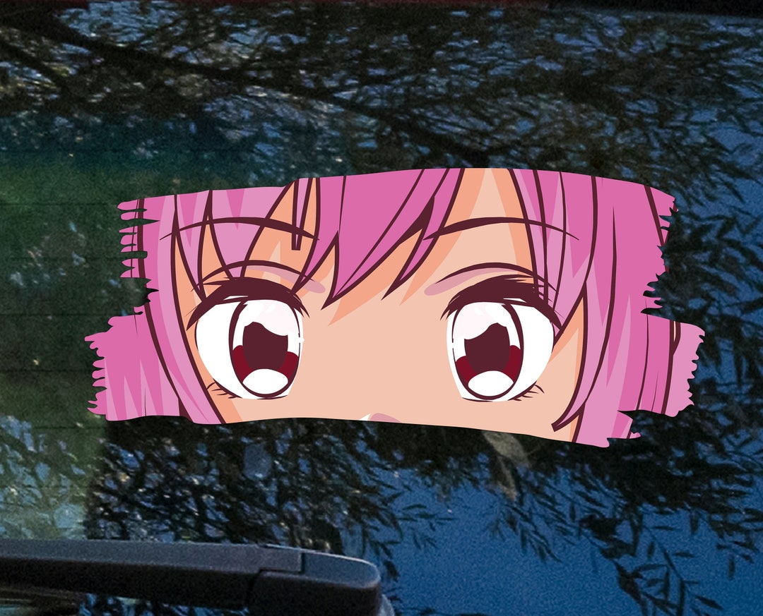 Pink Anime Girl Car Decal Sticker, Peaking Kawaii Car Decor, Interior ...