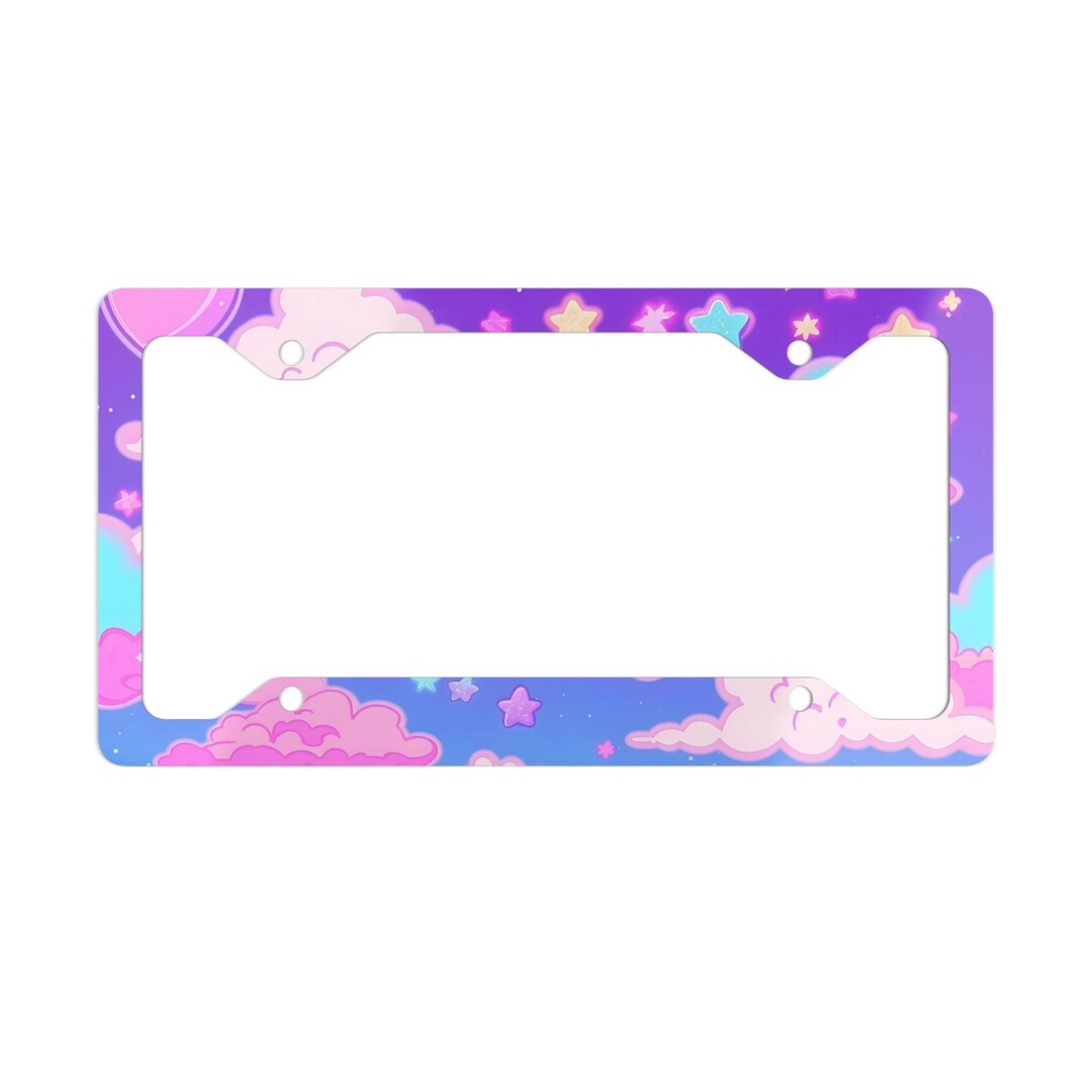Kawaii Clouds License Plate Frame, Anime Stars Cute Car Decor, Car ...