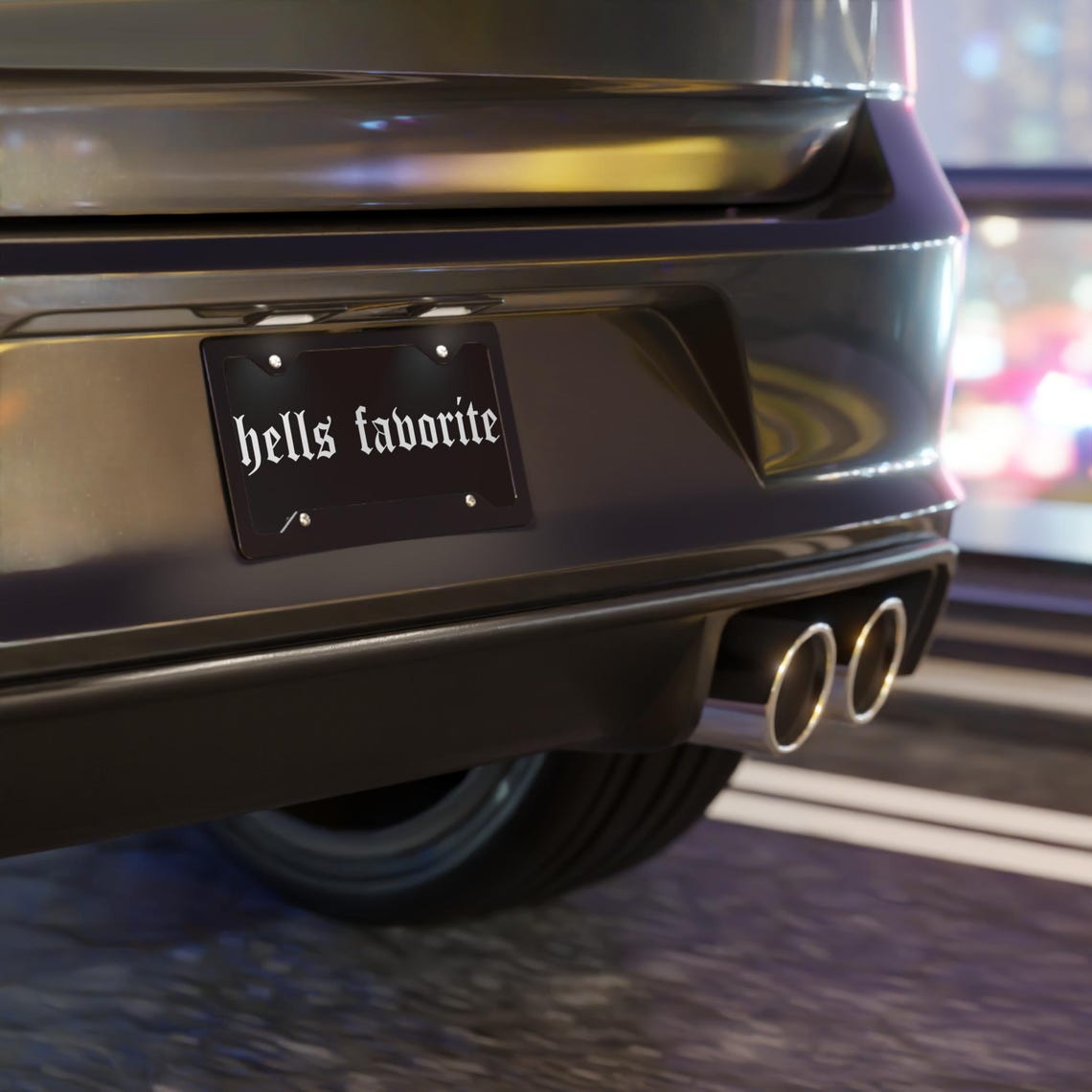 Hells Favorite Front License Plate, Funny Quote Vanity Plate, Black ...