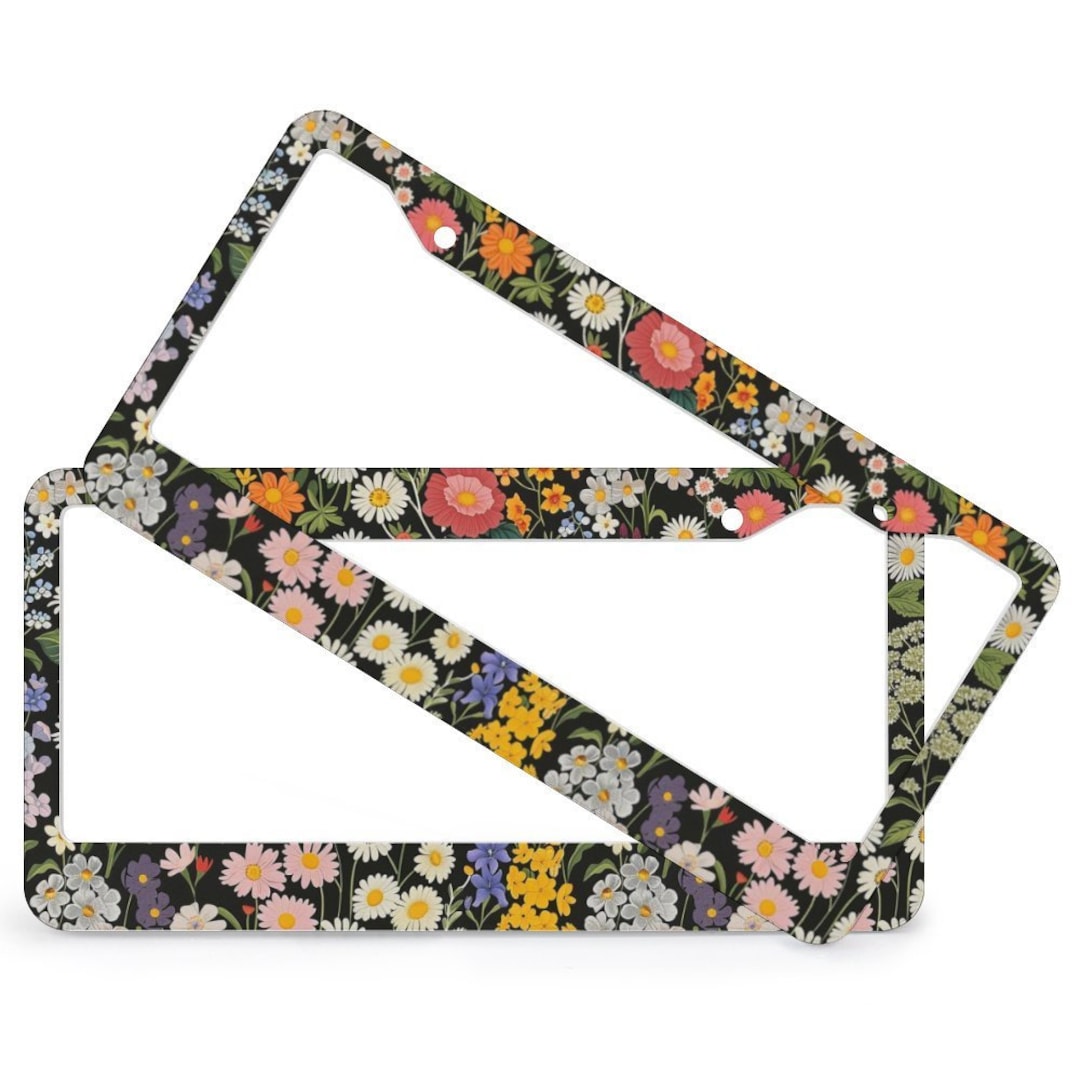 Colorful Nature Wildflowers License Plate Frame, Cottagecore Girly Cute ...