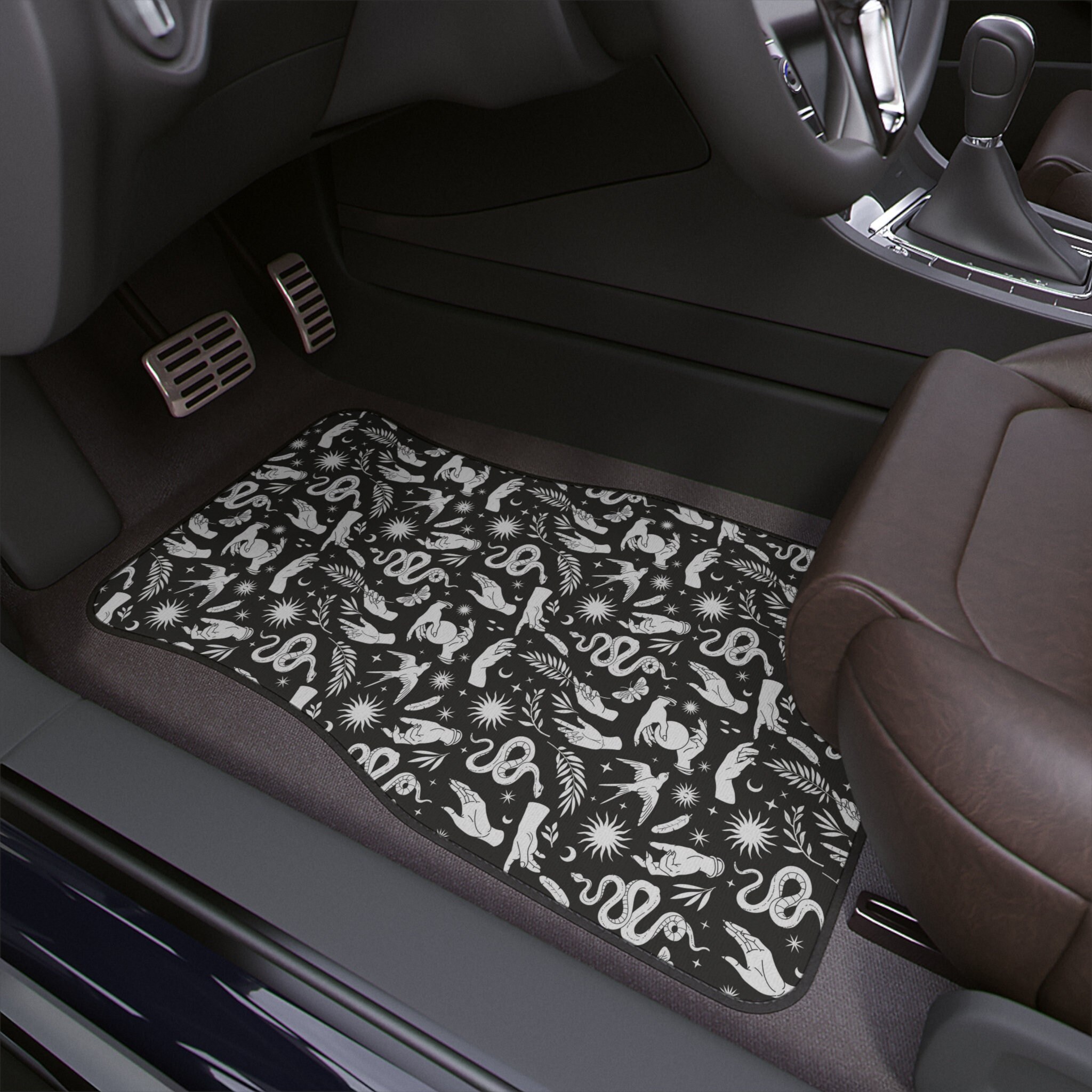 Witchy Car Floor Mats, Black Celestial Funny Car Accessories sold by ...