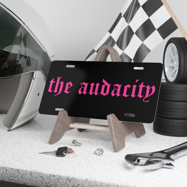 The Audacity Front License Plate for Car, Funny Vanity Plate, Black ...