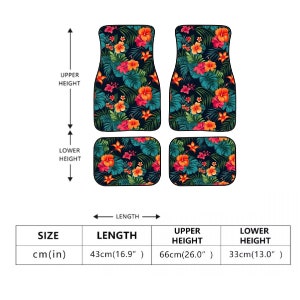 Tropical Flowers Car Floor Mats, Colorful Hawaiian Floral Print Car ...