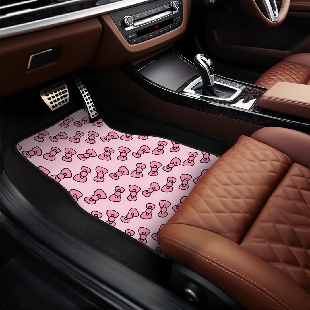 Pink Bow Car Floor Mats, Kawaii Aesthetic Interior Car Accessories ...