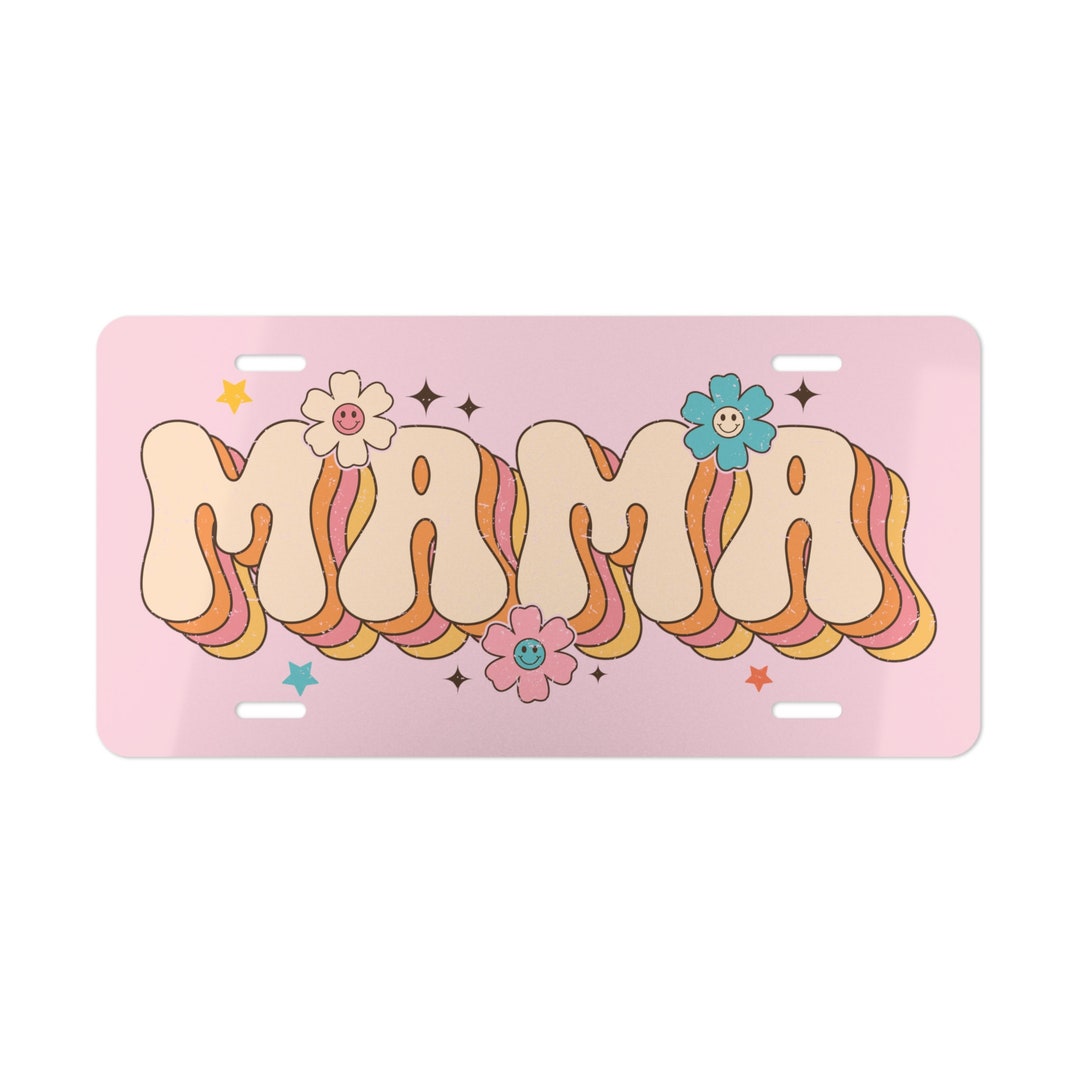 Mama Front License Plate, Mothers Gift Hippie Vanity Plate, Retro Cute ...