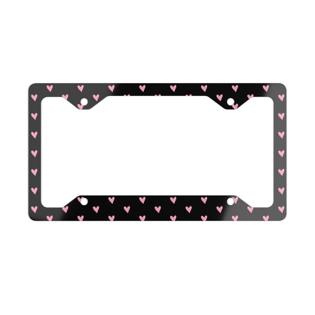 Black Pink Hearts License Plate Frame, Car Accessories for Bumper, Gift ...