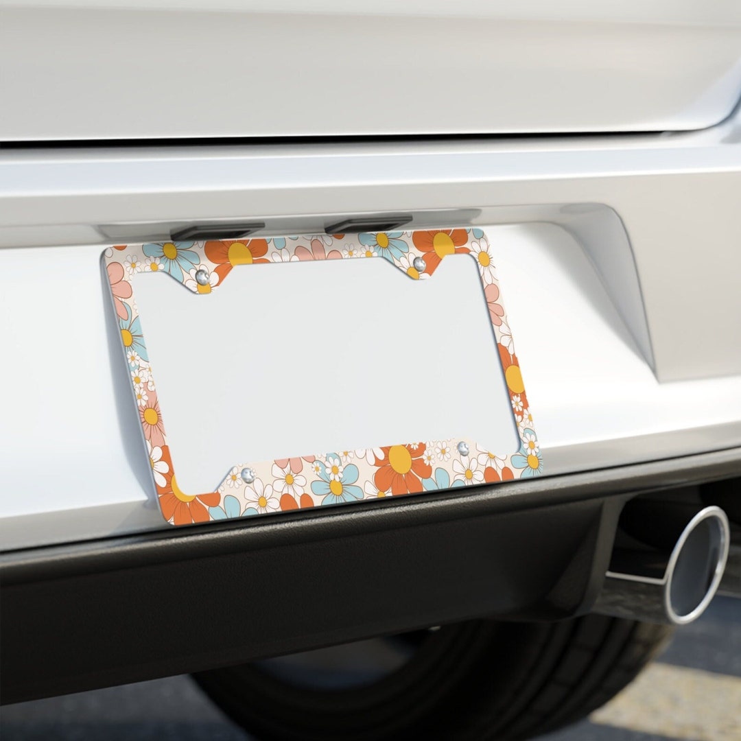 Hippie Flowers License Plate Frame, Cute Car Decor, Vehicle Accessories ...